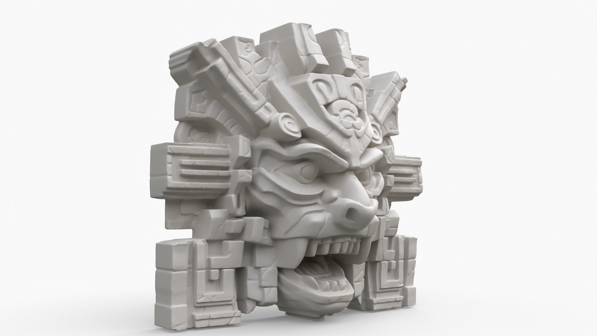 3D Model Aztec Stone Head 6 - TurboSquid 2196587