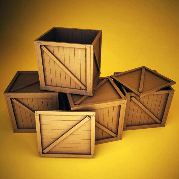3d model wooden boxes