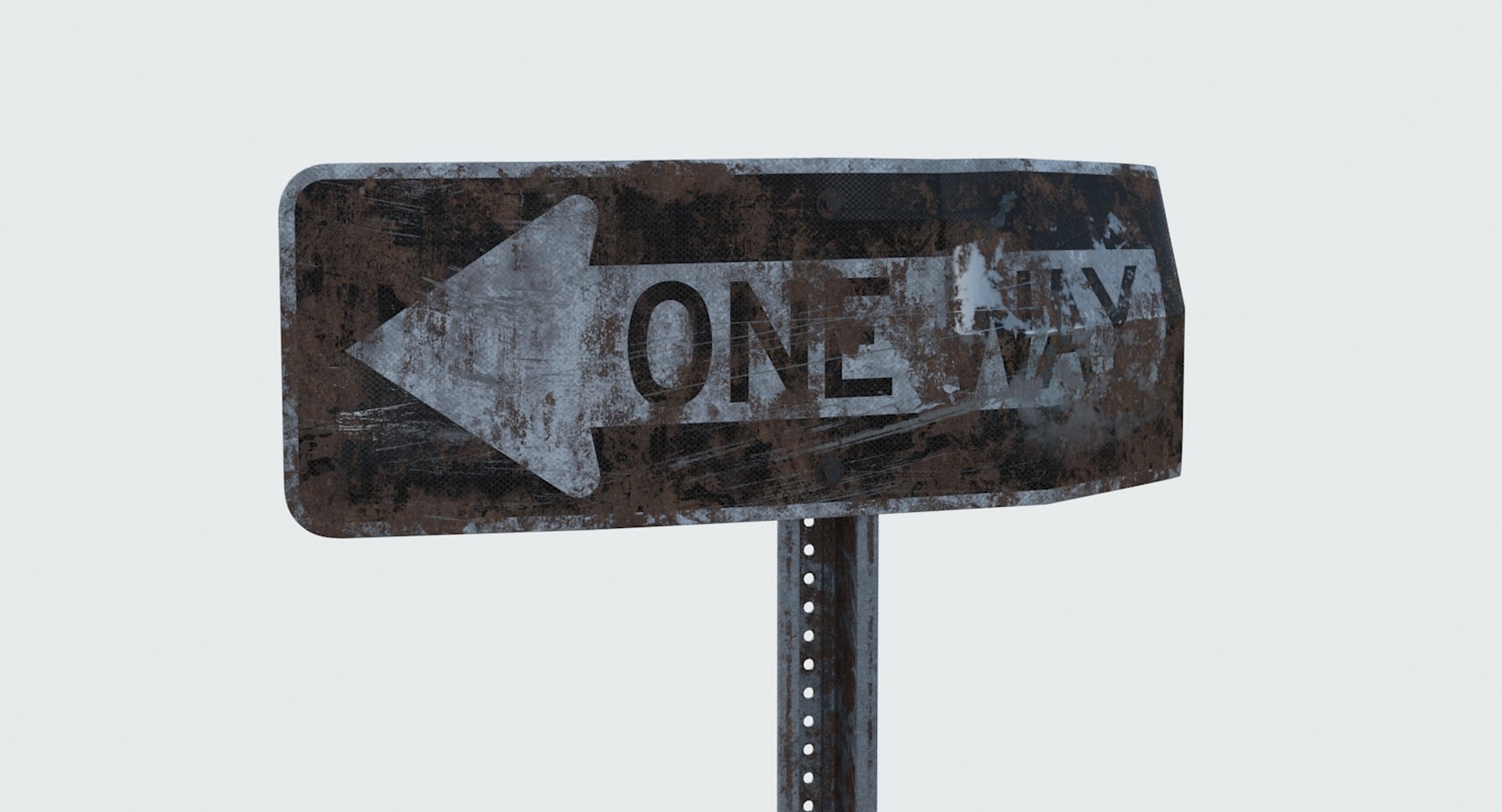 3d Model Weathered Way Road Sign
