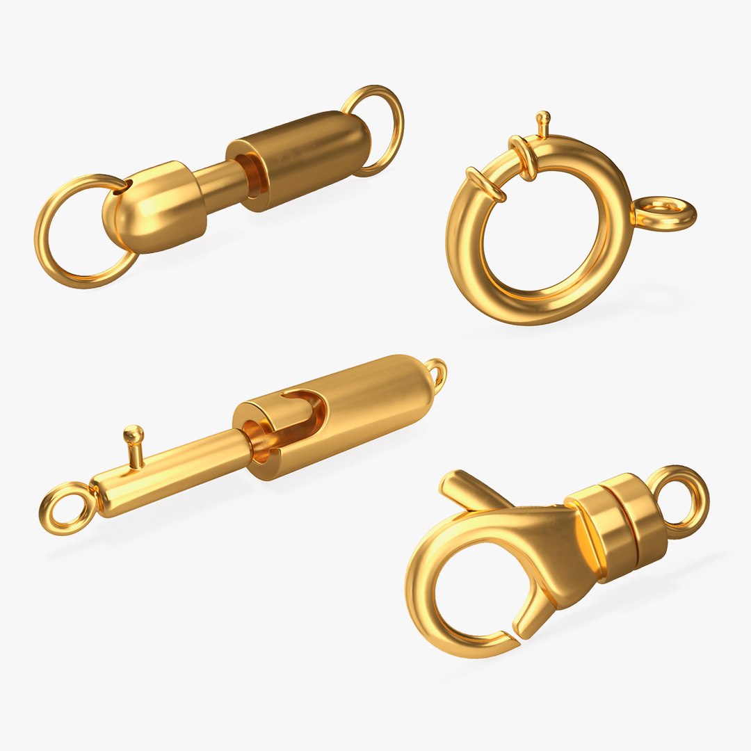 Gold Jewelry Clasps Collection 2 3D model - TurboSquid 2168162