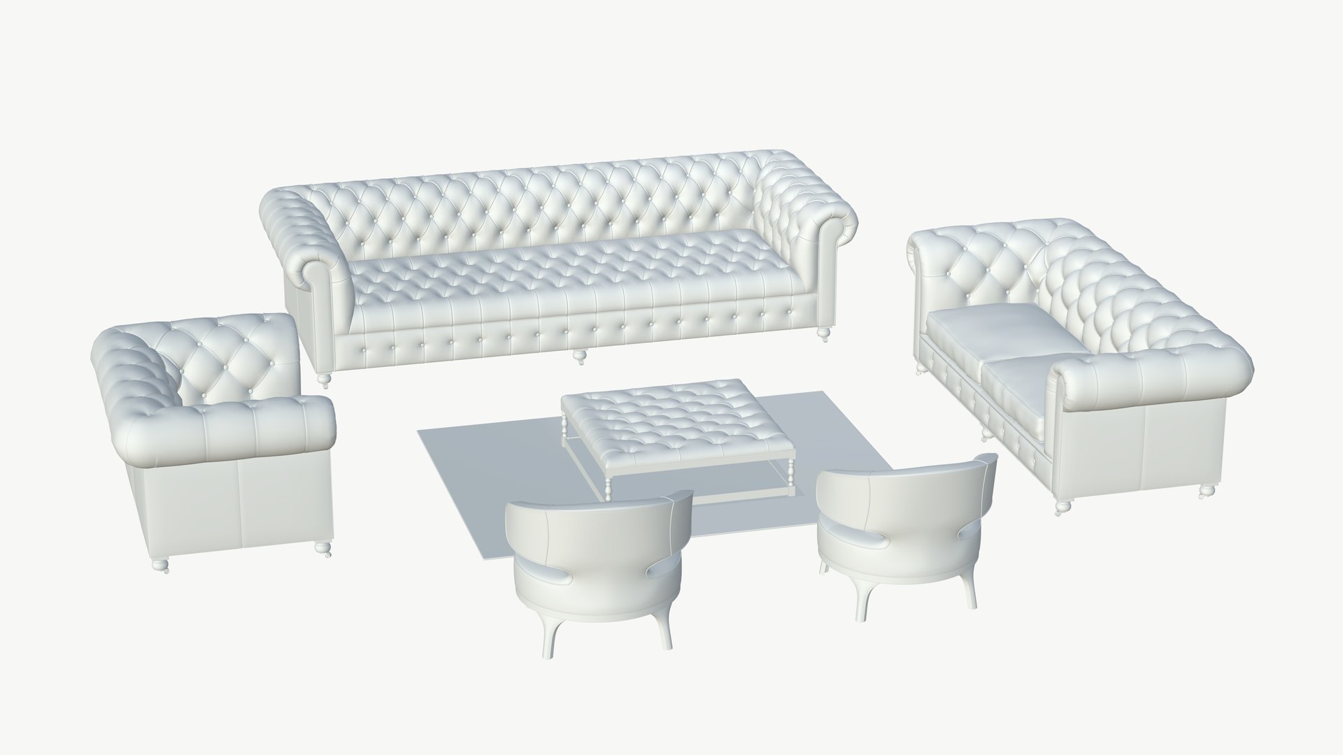 3D Chesterfield Leather Sofa Black Chair Model - TurboSquid 2018504