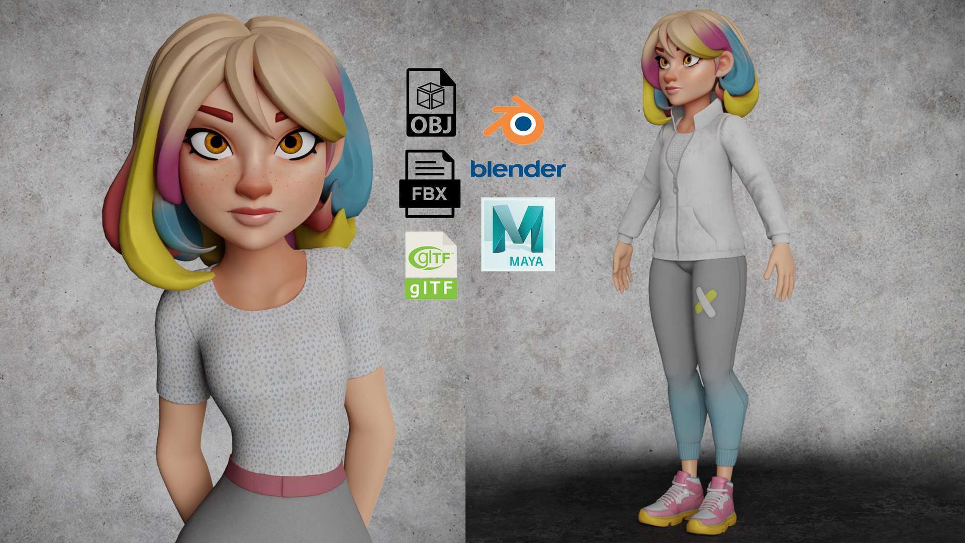 3D Lois Cartoon Girl Not Rigged - TurboSquid 2155640