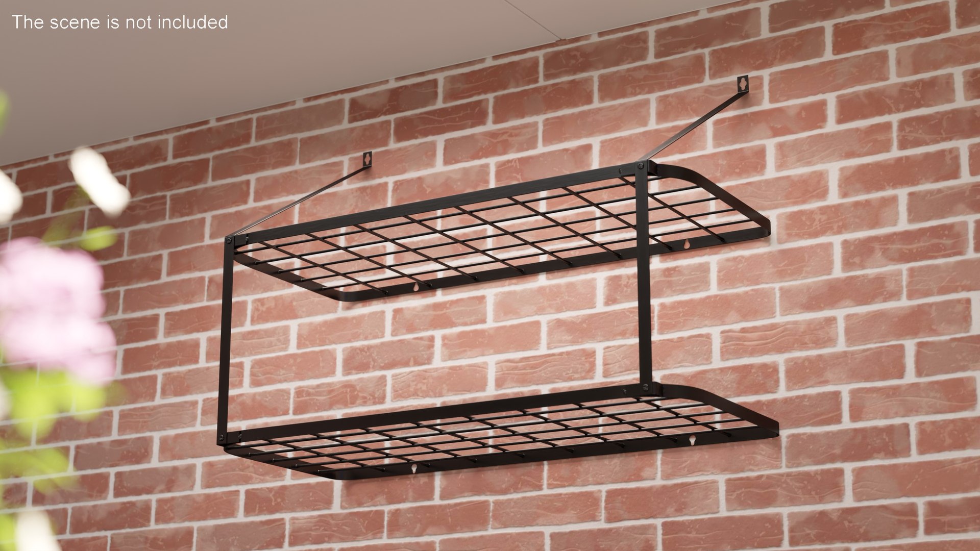 Kitchen Pot Rack Storage Wall Mounted Black model - TurboSquid 2154591