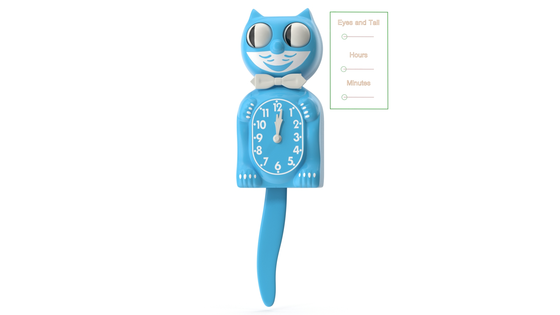 3D Vintage Wall Clock Blue Cat Rigged - TurboSquid 2071669