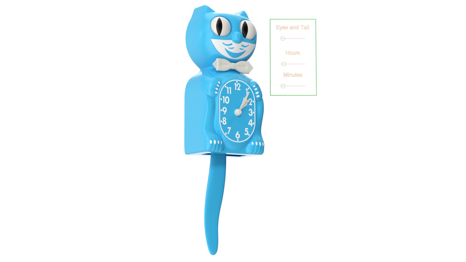 3D Vintage Wall Clock Blue Cat Rigged - TurboSquid 2071669