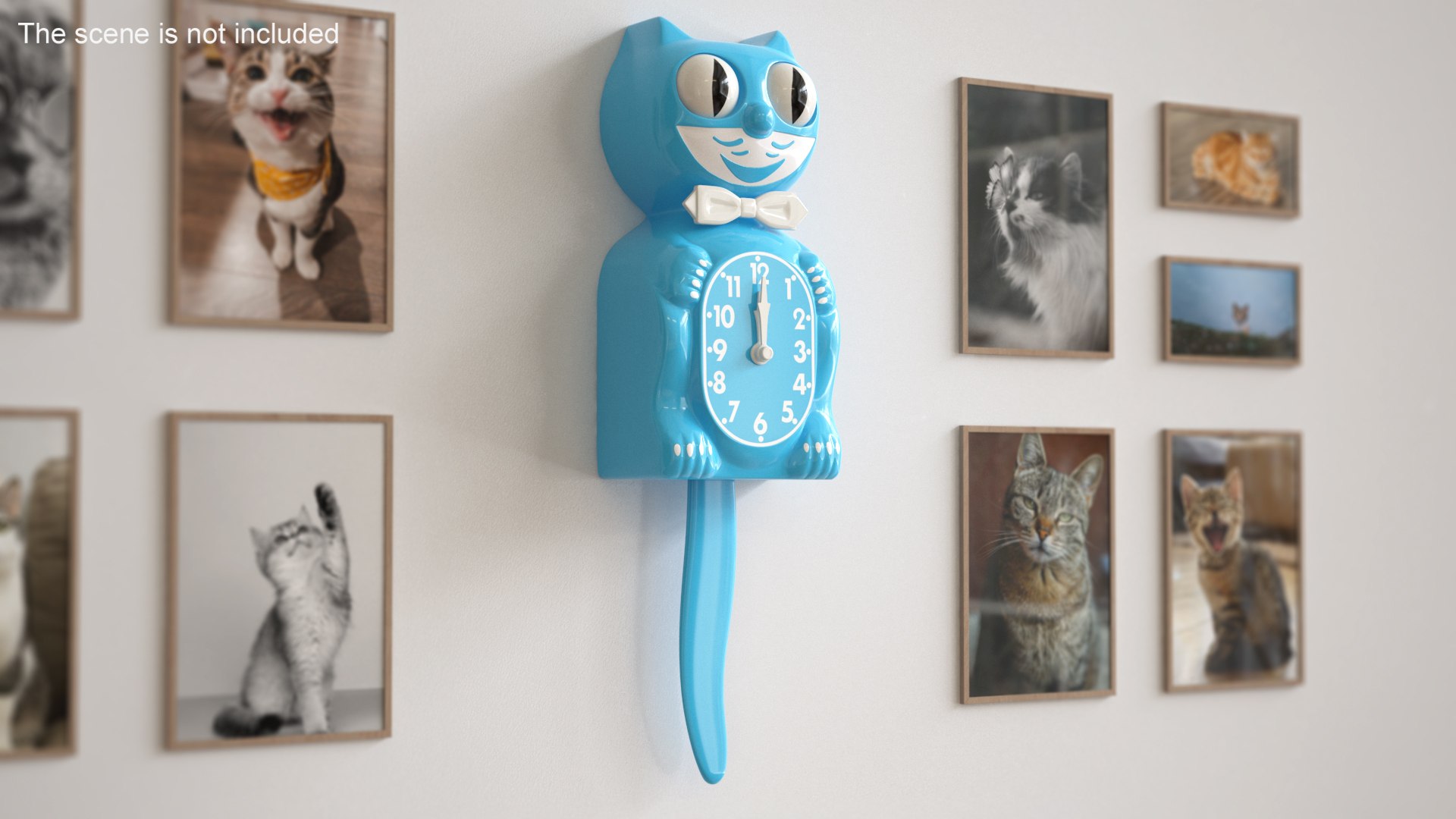 3D Vintage Wall Clock Blue Cat Rigged - TurboSquid 2071669