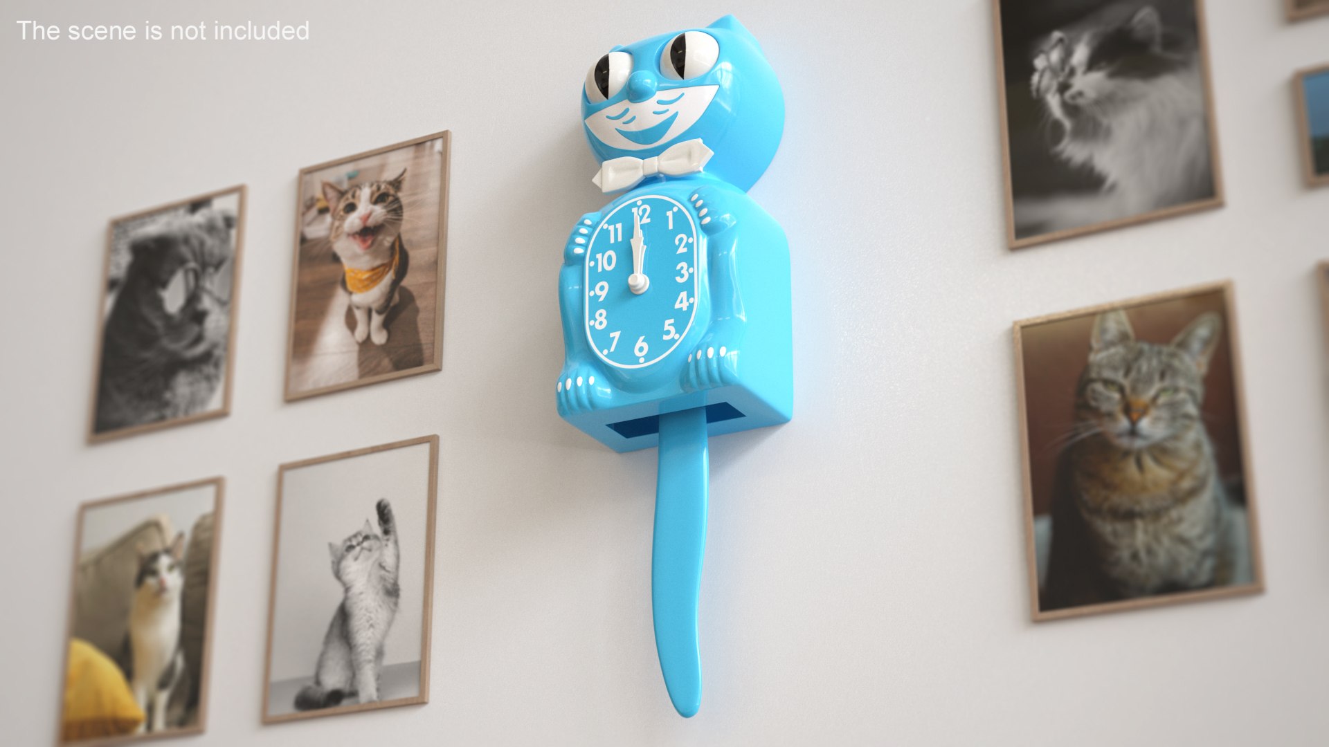 3D Vintage Wall Clock Blue Cat Rigged - TurboSquid 2071669
