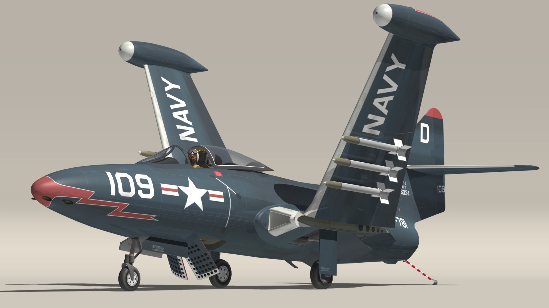 Grumman F9F Panther 3D Model - TurboSquid 2029112