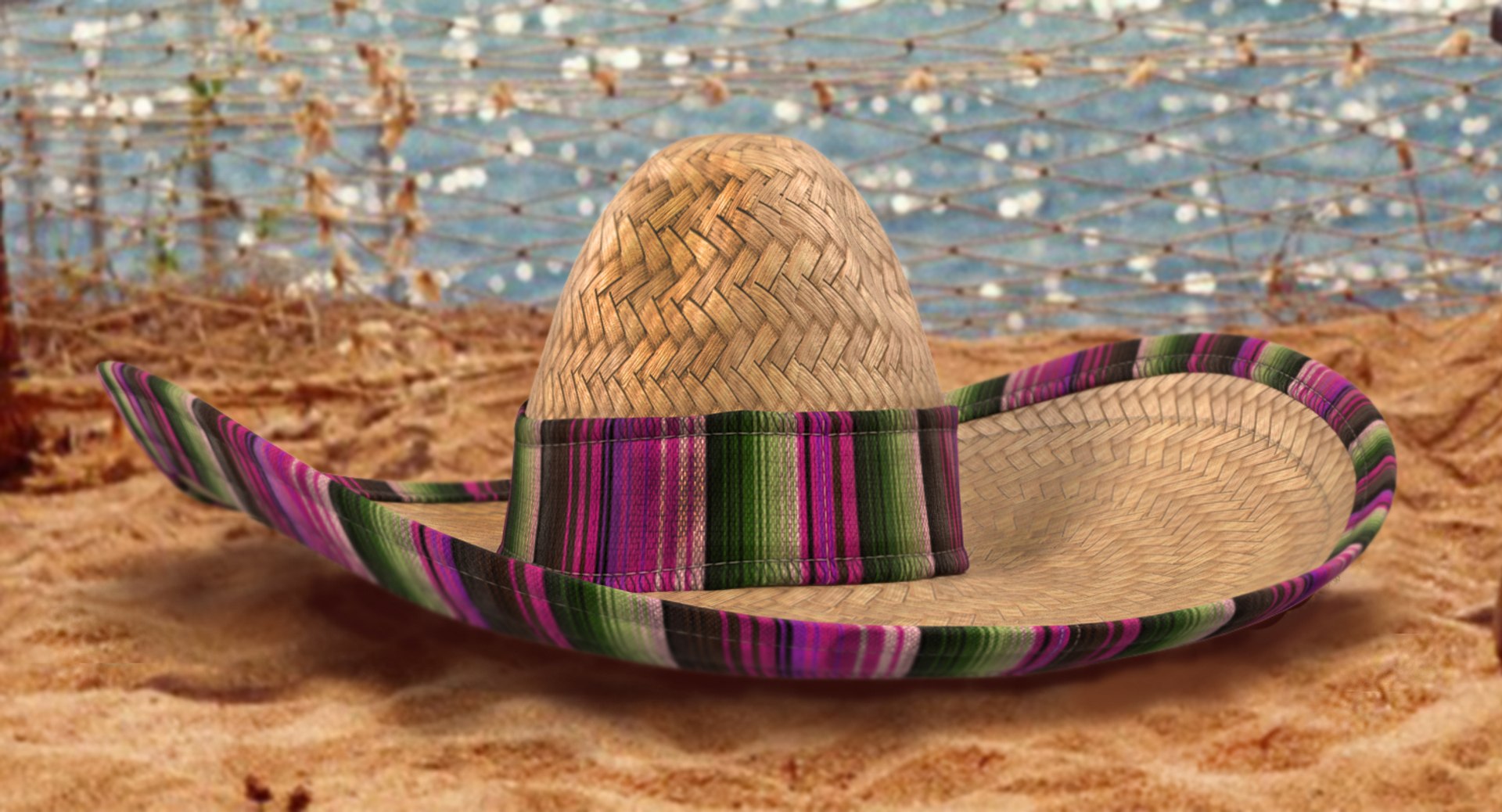 3d model mexican straw sombrero