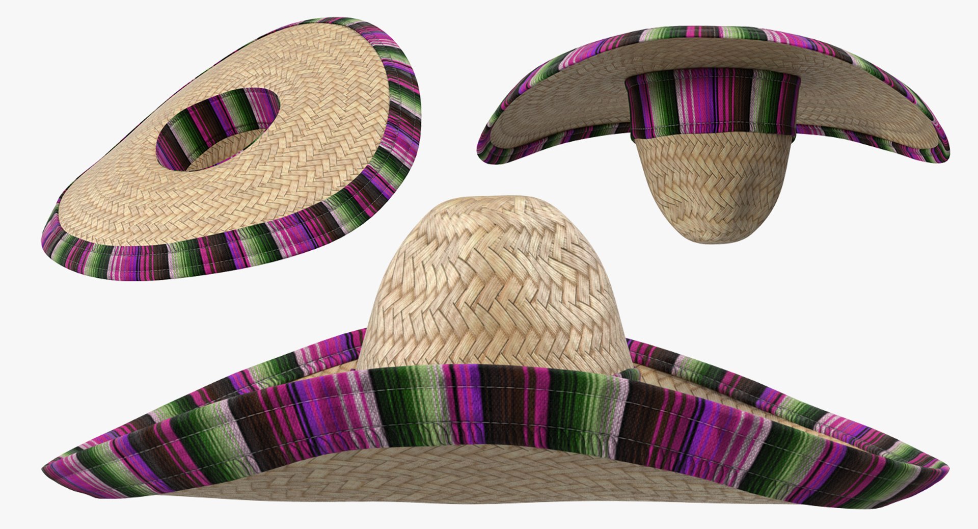 3d model mexican straw sombrero