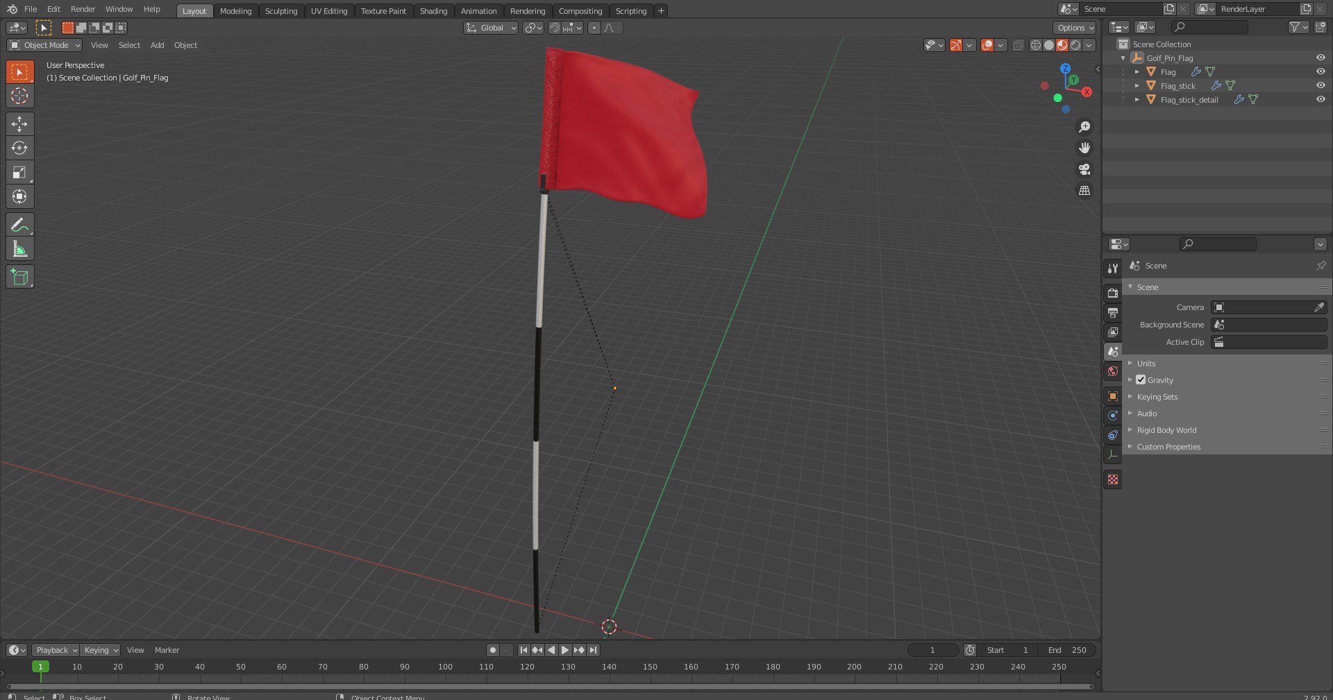 3D Golf Pin Flag Model - TurboSquid 2139185