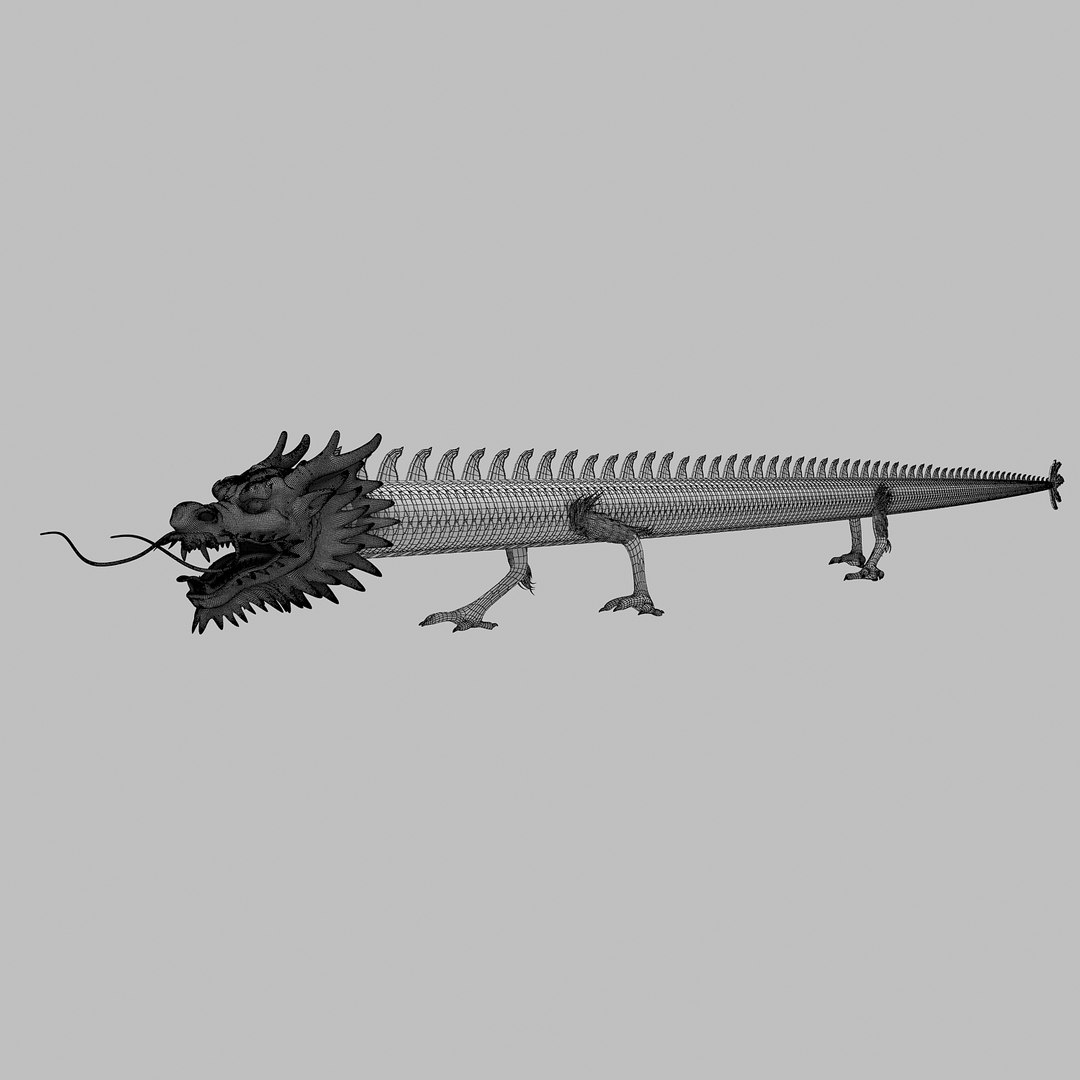 Ancient Straight Dragon 3d Model