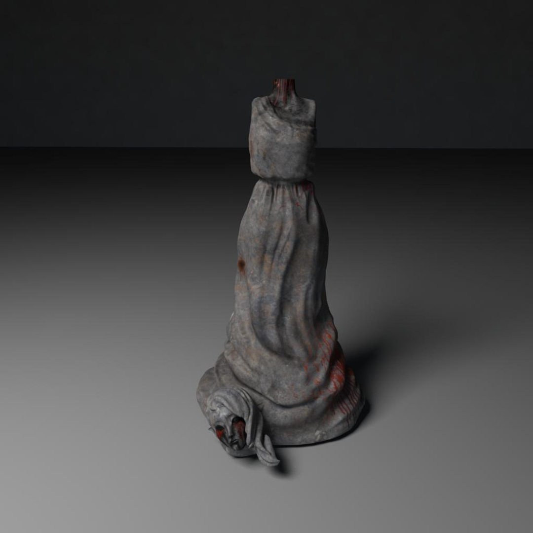 3d model of creepy statue