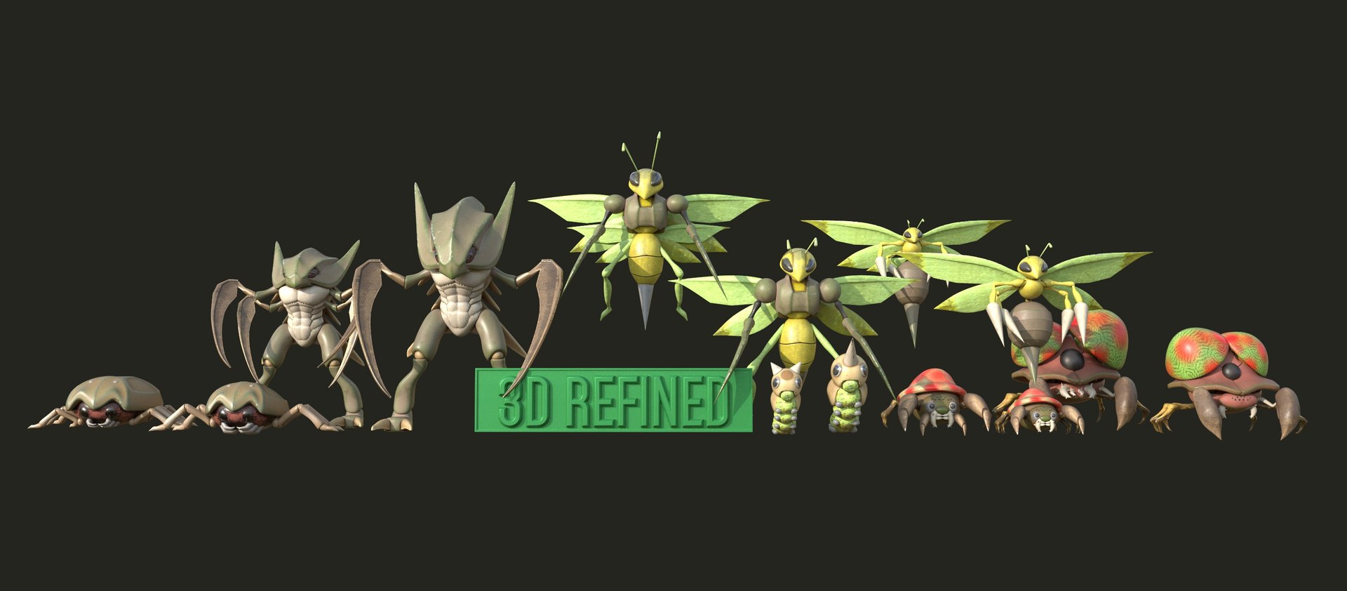 3D Creature Monster Bundles- Insects- Evolution Variety Pack Model - TurboSquid 2400120