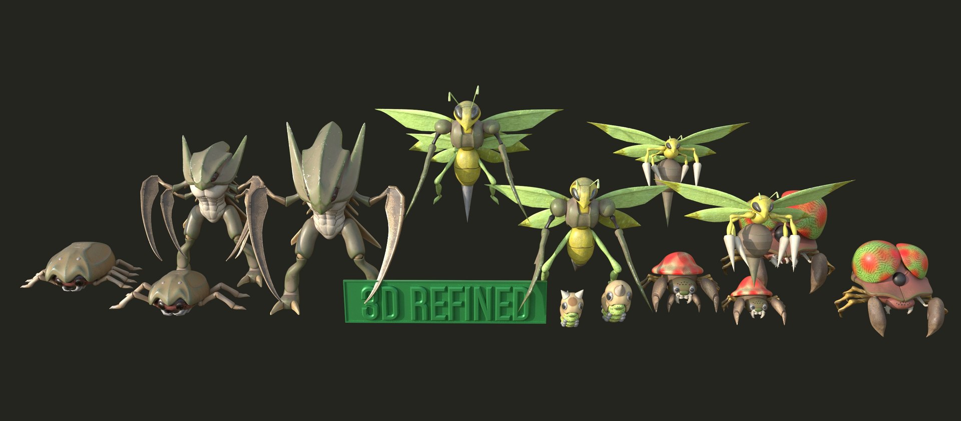 3D Creature Monster Bundles- Insects- Evolution Variety Pack Model - TurboSquid 2400120