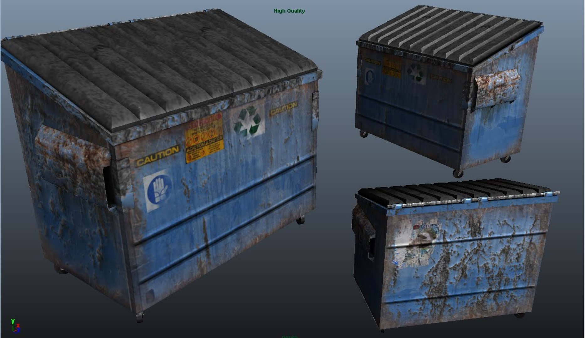 dirty garbage bin obj