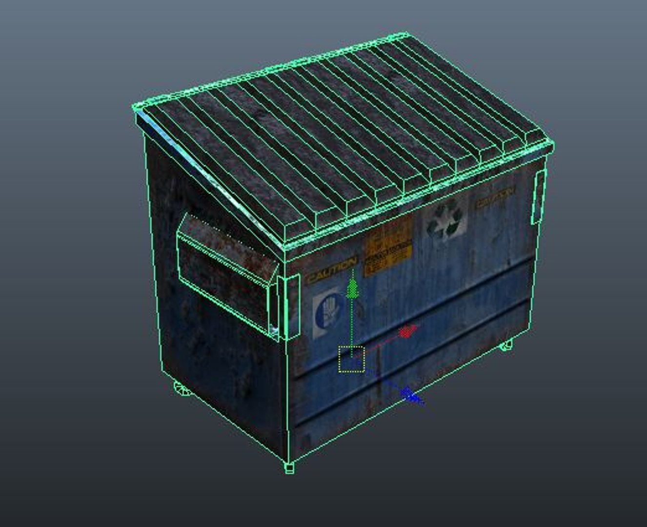 dirty garbage bin obj