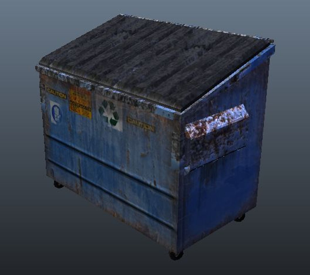 dirty garbage bin obj