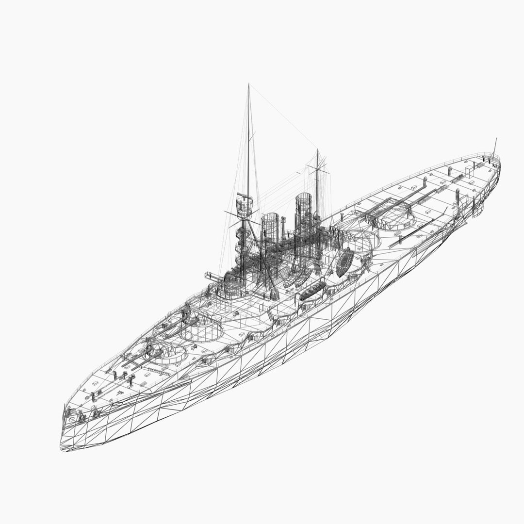 Dreadnought Battleship Bayern Class 3d Model