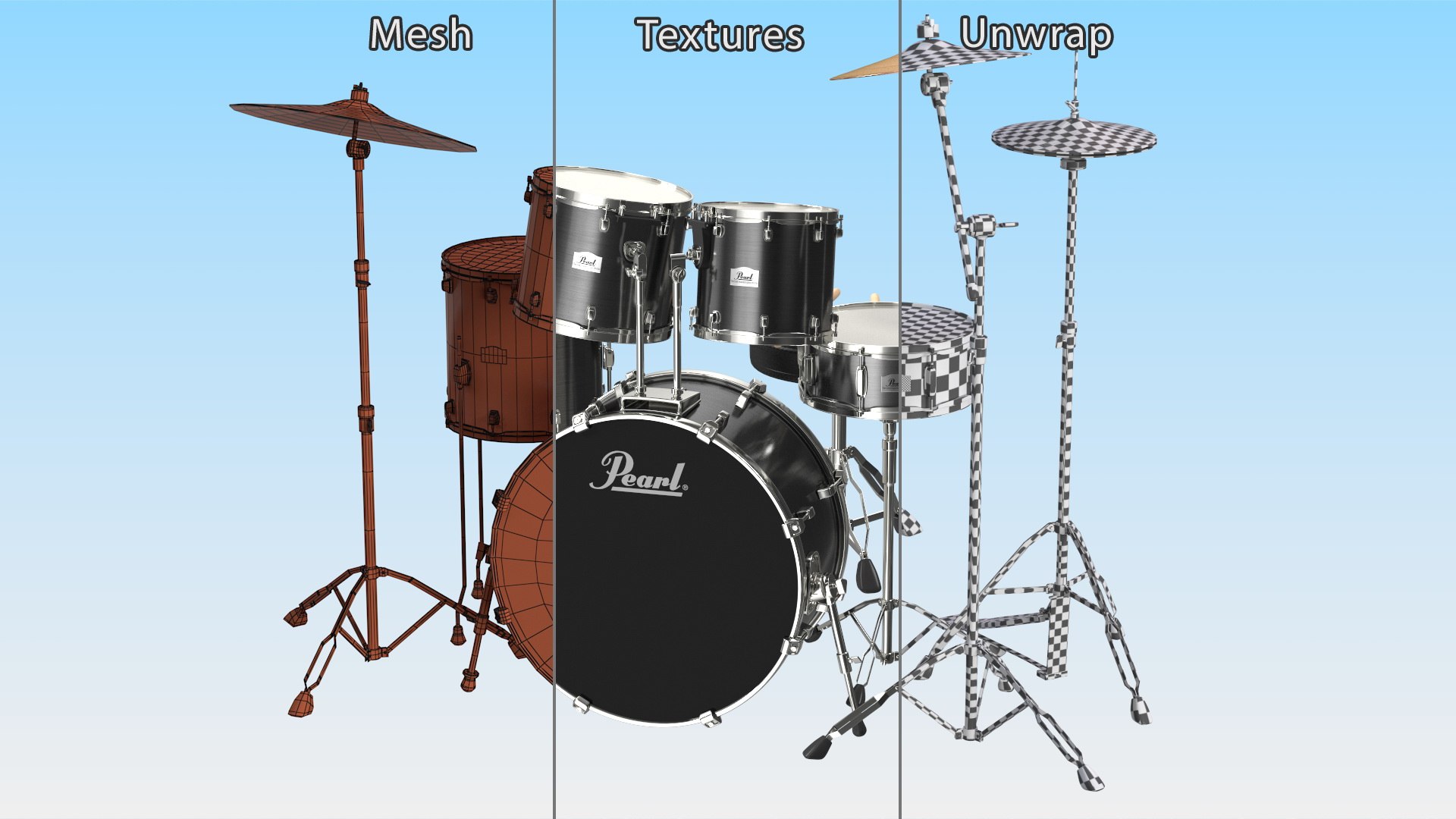 3D model Pearl Roadshow Drum Set - TurboSquid 2161950