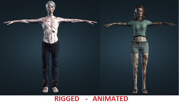 zombie woman rigged 3d model