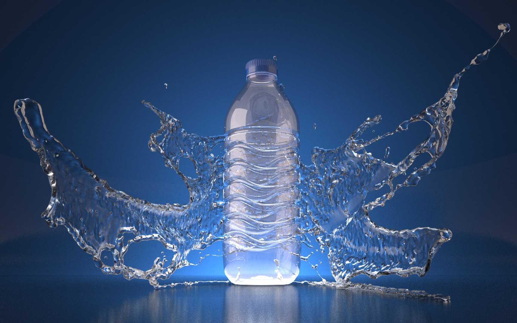 C4d Liquid Splash Bottle Water