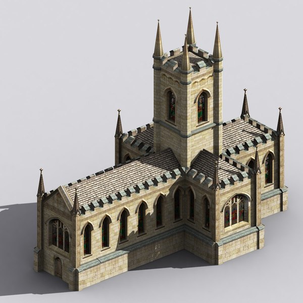 medieval parish church gothic 3d model