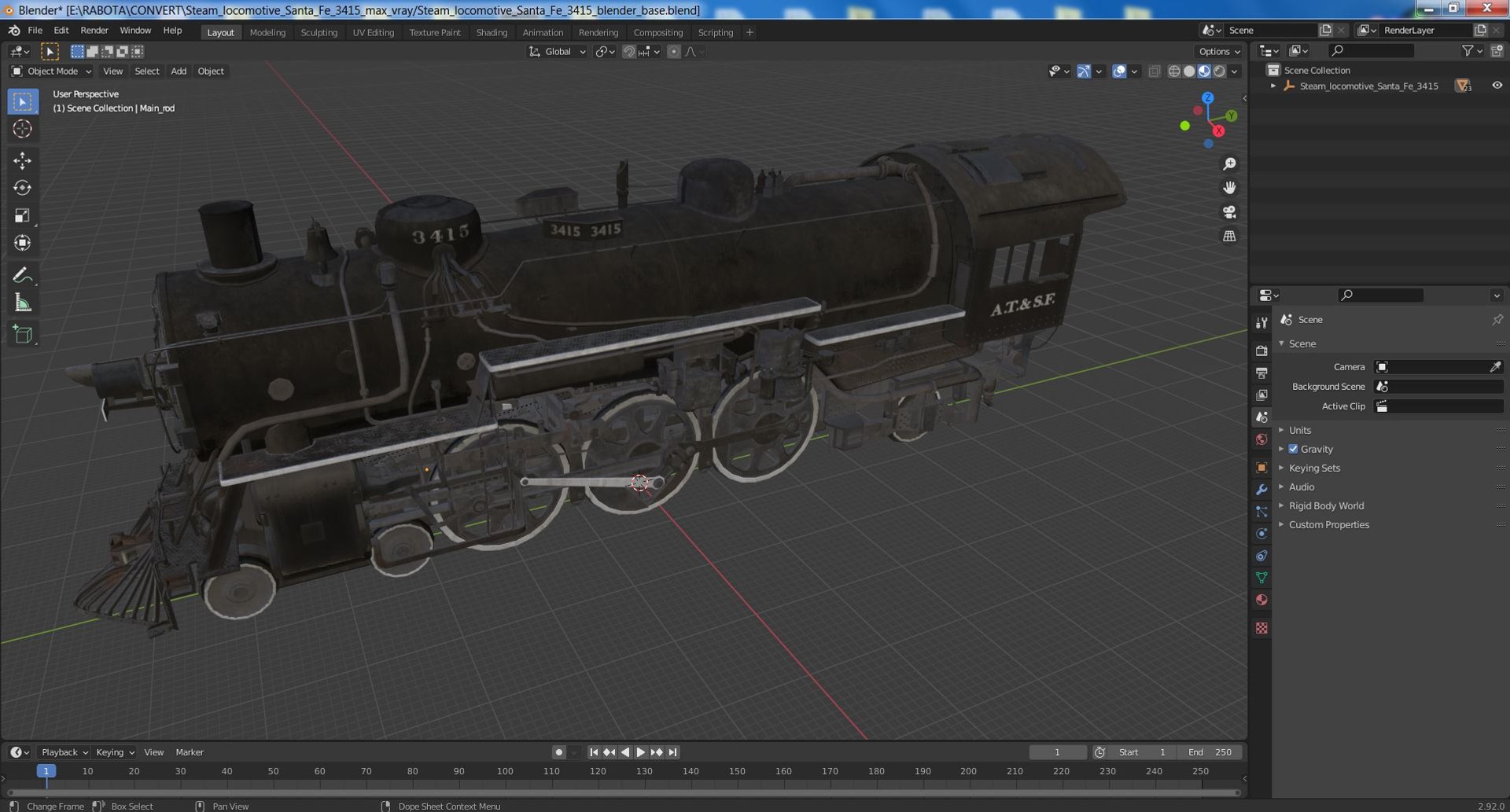 Steam Locomotive Santa Fe 3415 3D Model - TurboSquid 2205561
