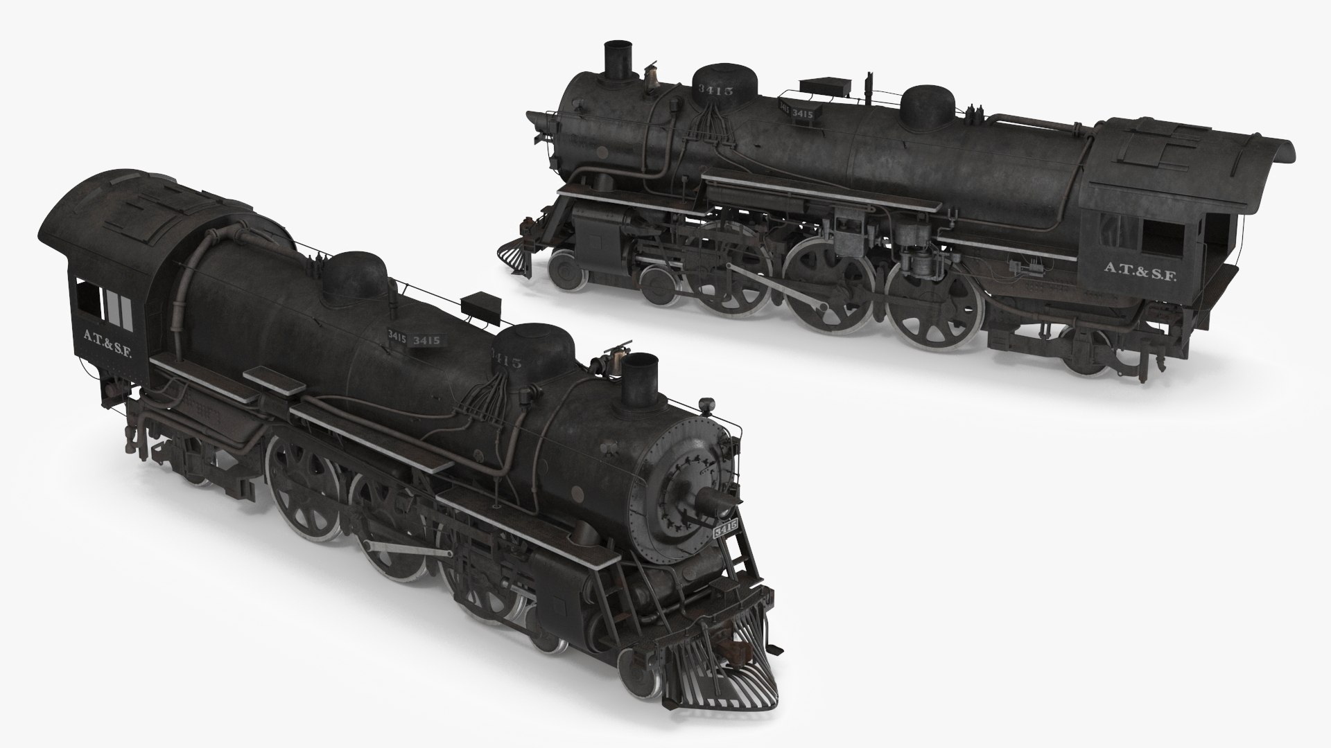 Steam Locomotive Santa Fe 3415 3D Model - TurboSquid 2205561