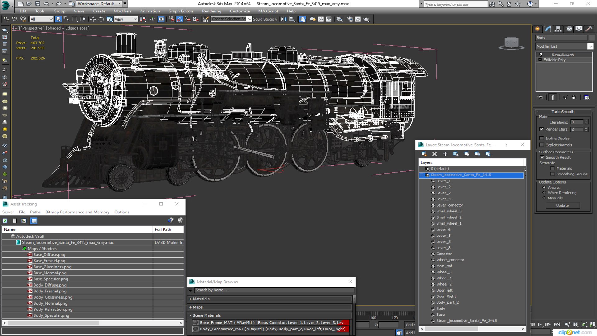 Steam Locomotive Santa Fe 3415 3D Model - TurboSquid 2205561