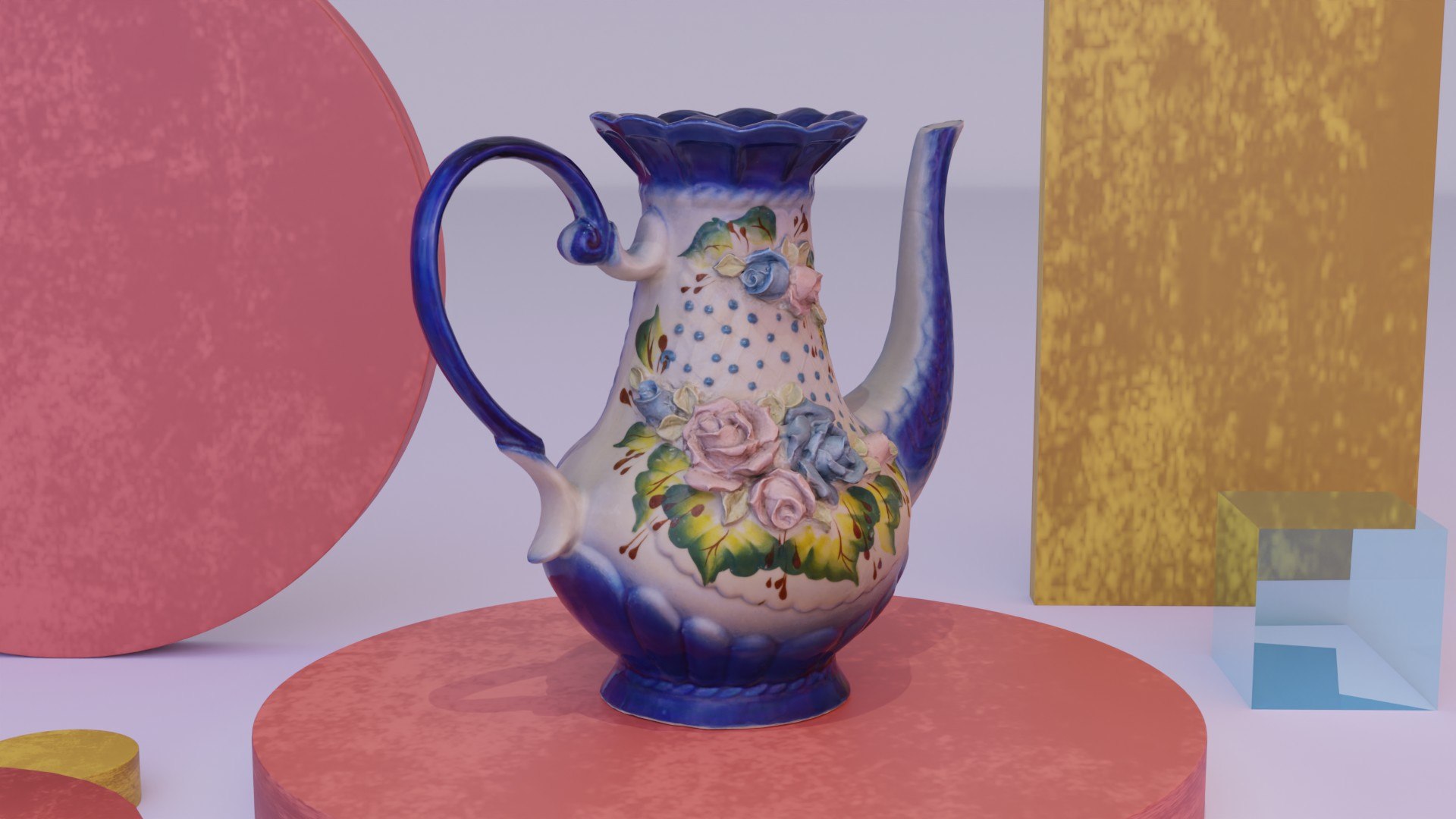 Porcelain Pitcher With Roses Model 3D - TurboSquid 1961796
