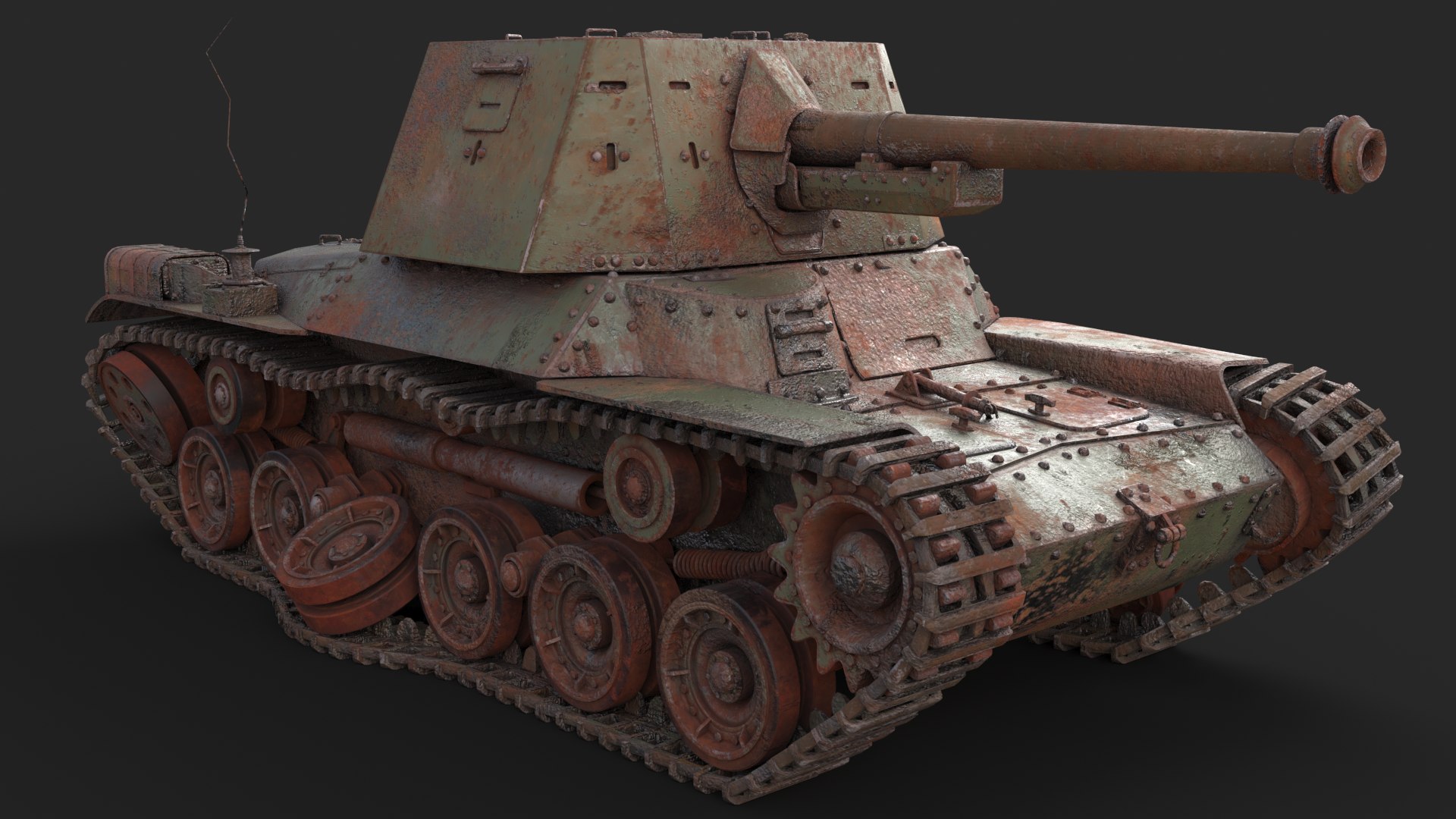 3D Type 3 Ho Ni III Destroyed - TurboSquid 1886320