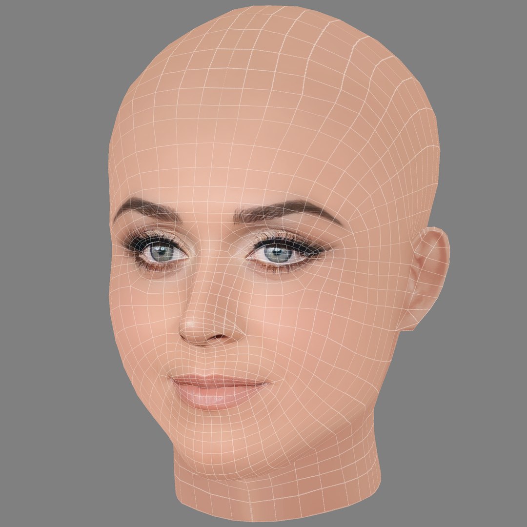3D Model Katy Perry Head - No Hair - Low Poly Head For Game ...