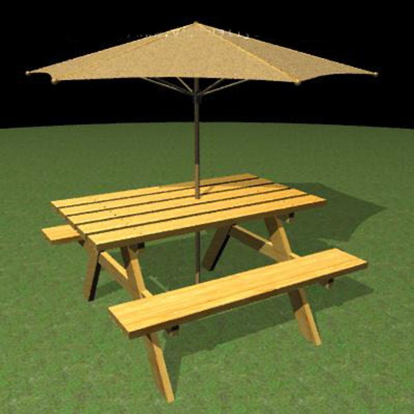 3ds picnic table umbrella