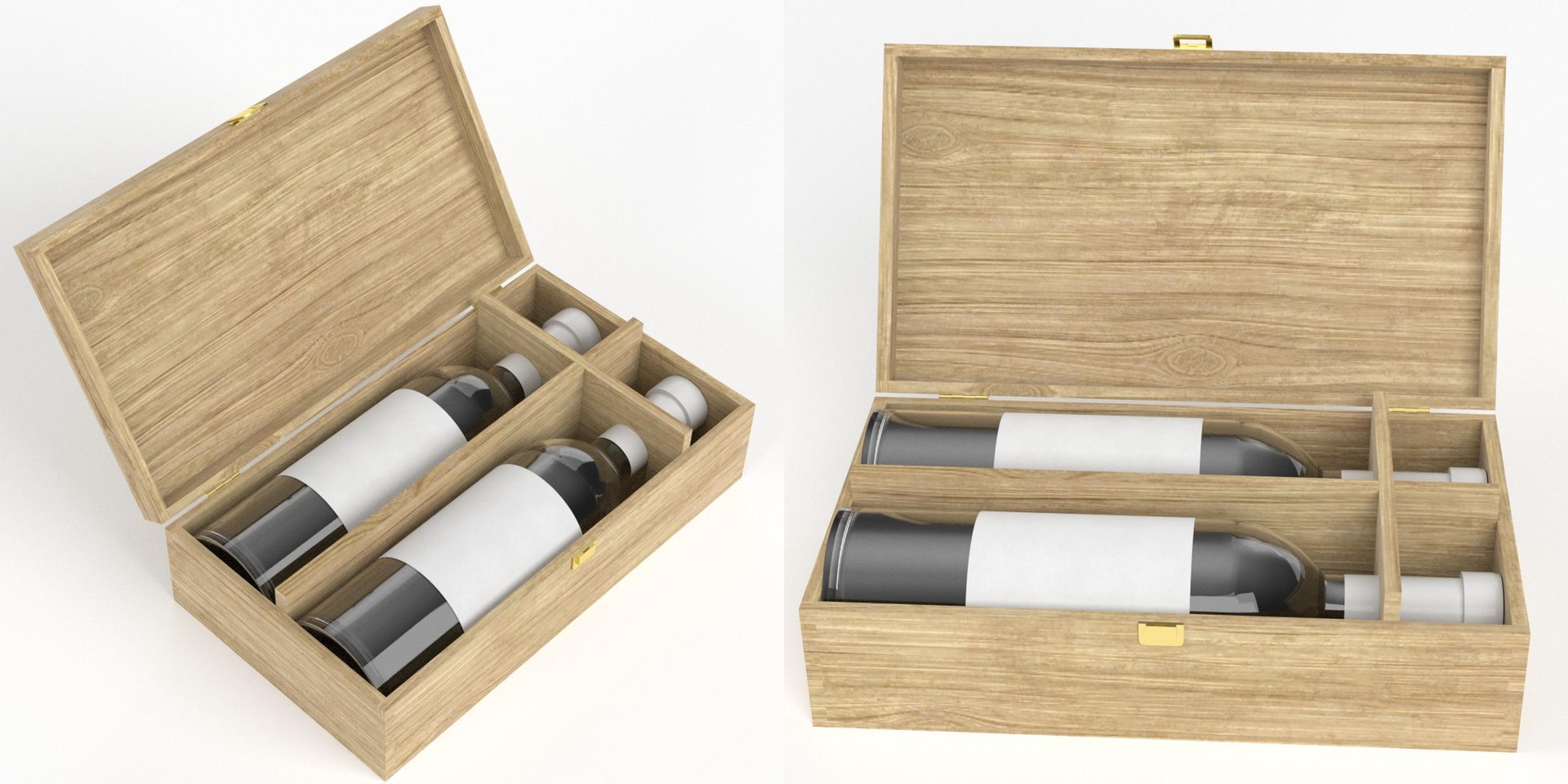 3D wooden box wine bottles model - TurboSquid 1591720