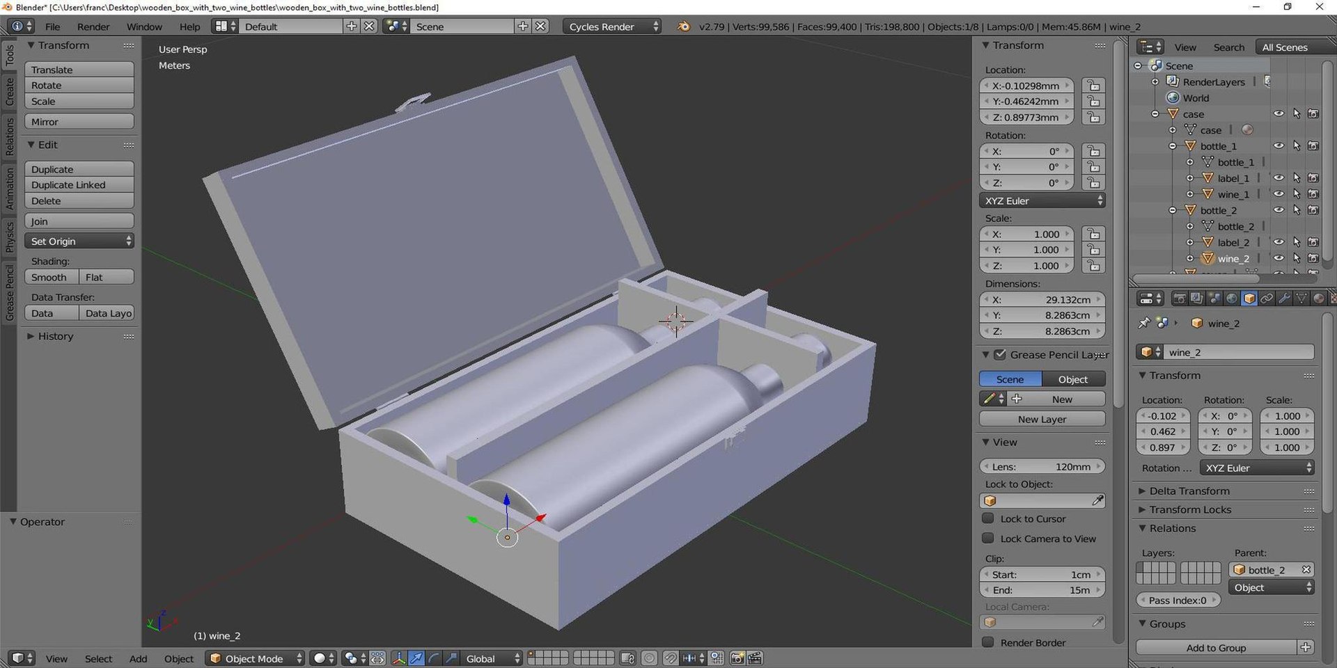 3D wooden box wine bottles model - TurboSquid 1591720