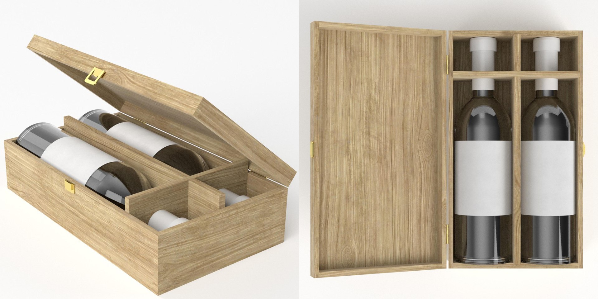 3D wooden box wine bottles model - TurboSquid 1591720