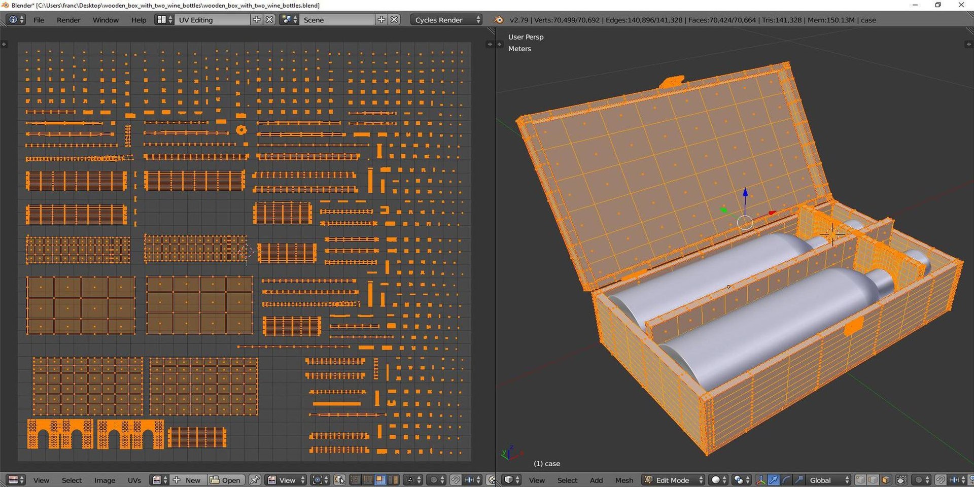 3D wooden box wine bottles model - TurboSquid 1591720