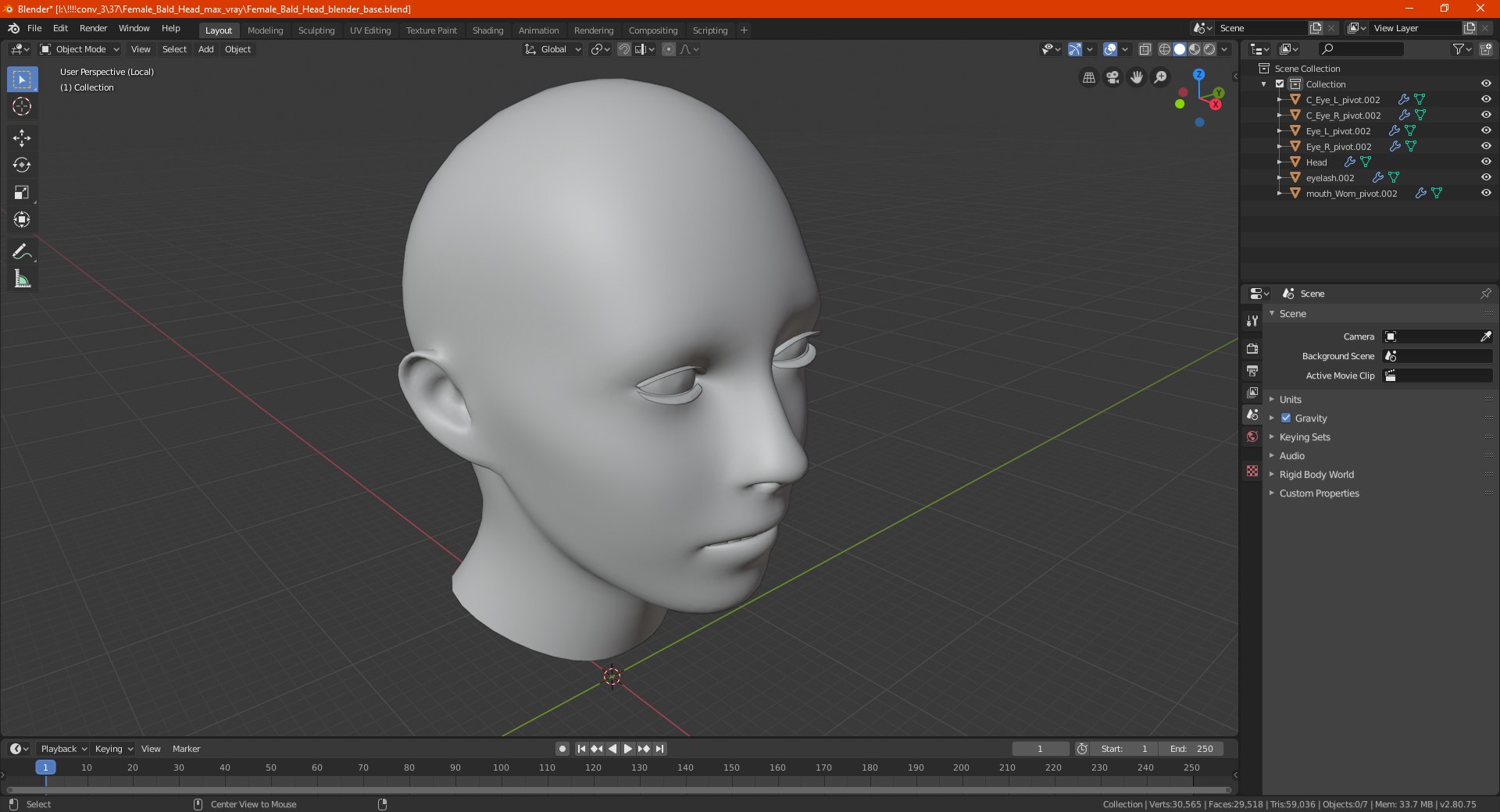 3D Female Bald Head Woman Model - TurboSquid 1693872
