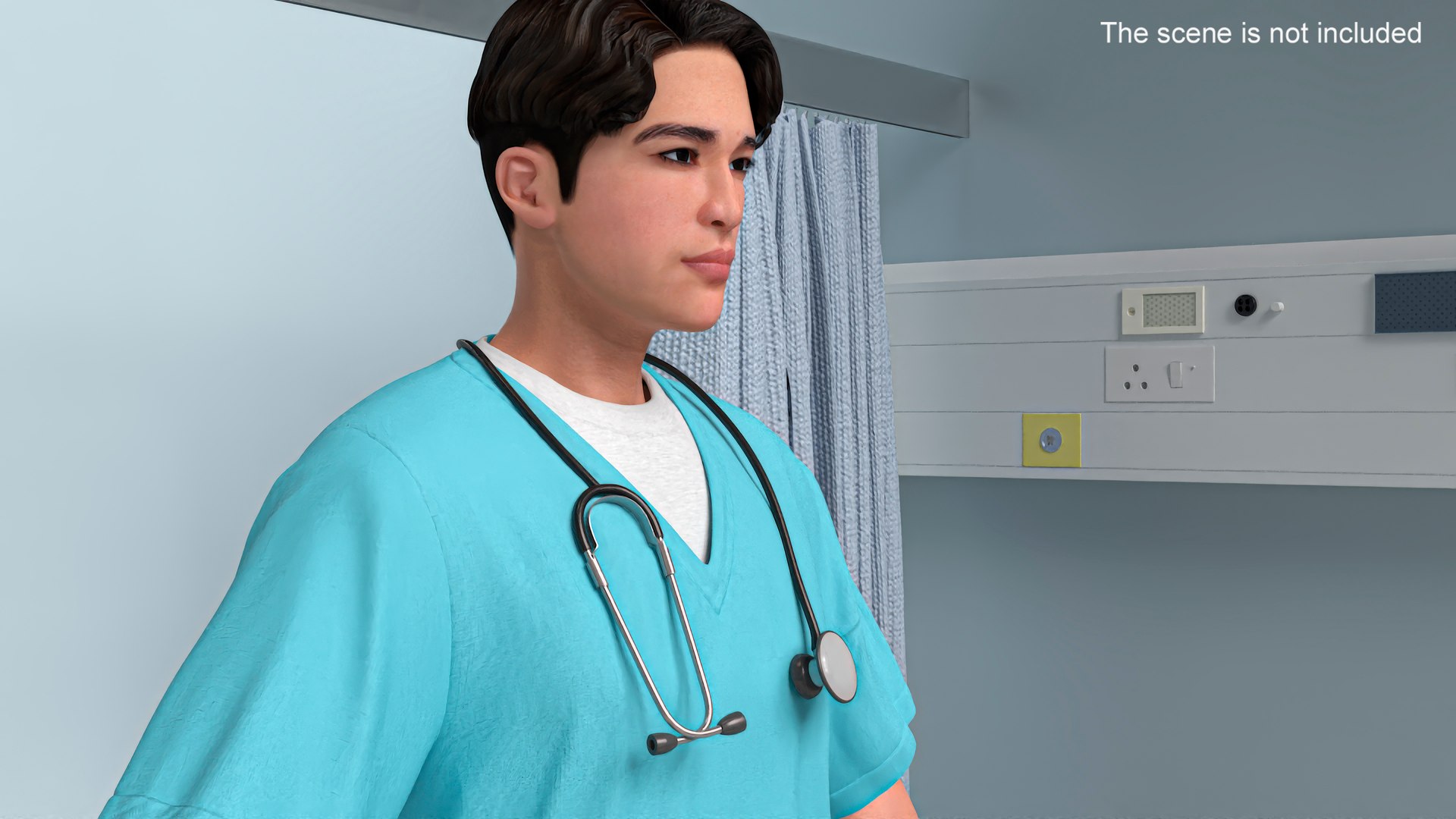 3D Model Asian Medic With Stethoscope A-Pose - TurboSquid 2366221