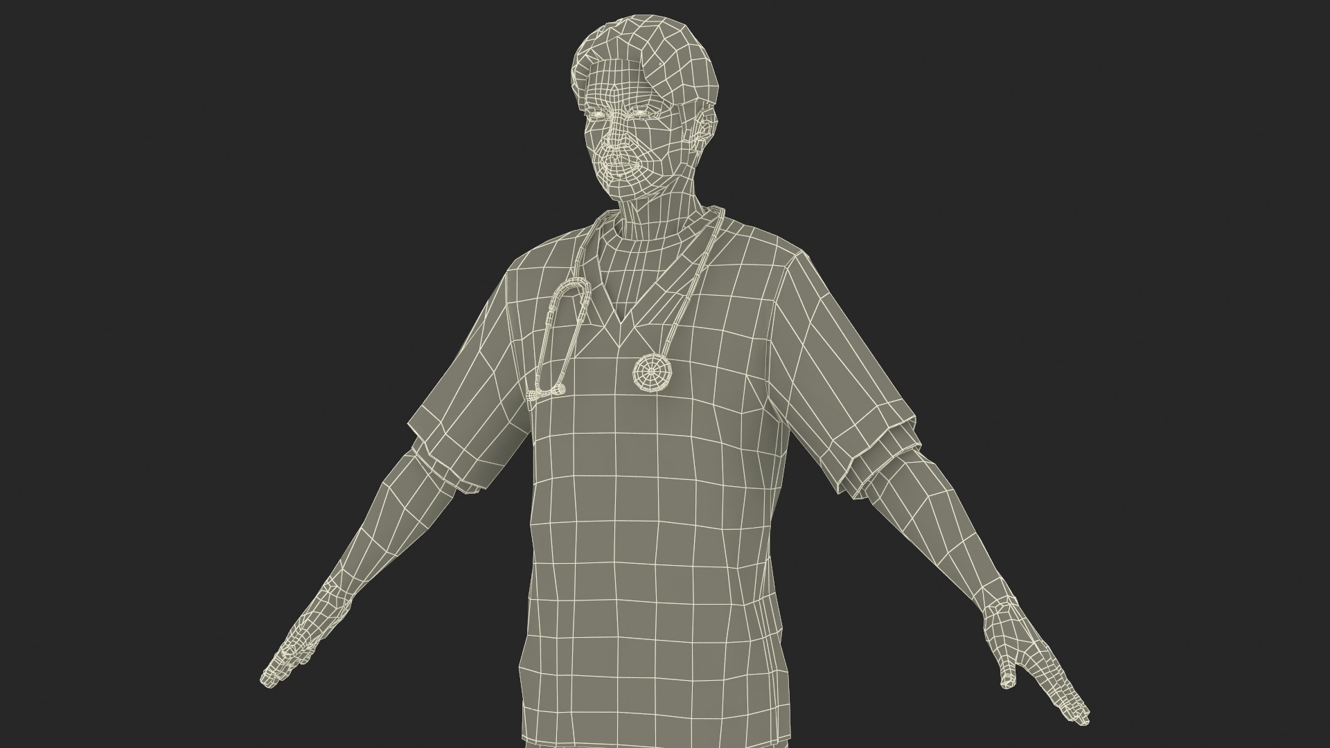 3D Model Asian Medic With Stethoscope A-Pose - TurboSquid 2366221