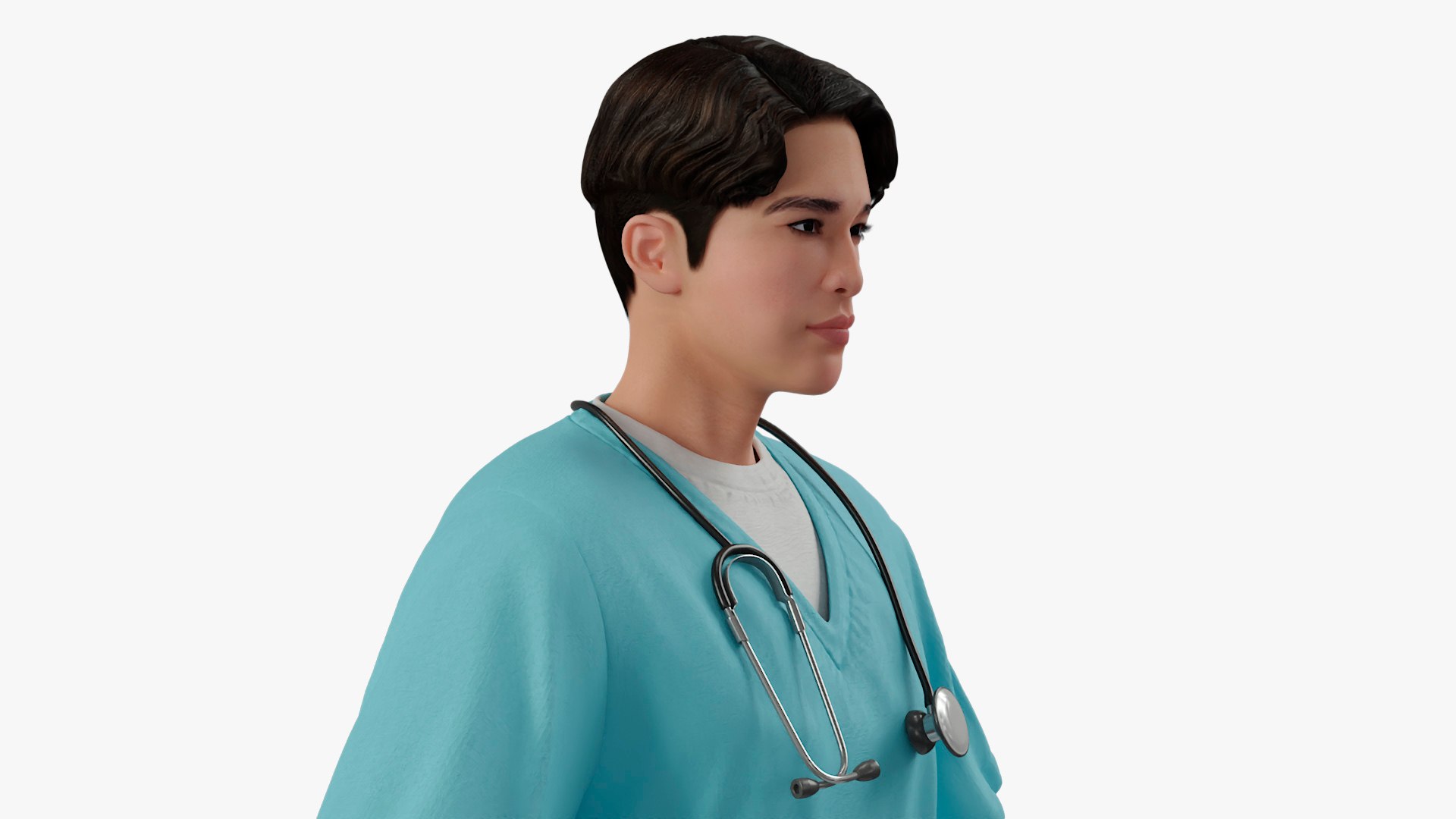 3D Model Asian Medic With Stethoscope A-Pose - TurboSquid 2366221