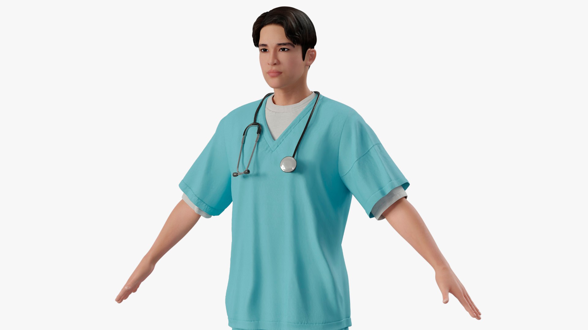 3D Model Asian Medic With Stethoscope A-Pose - TurboSquid 2366221
