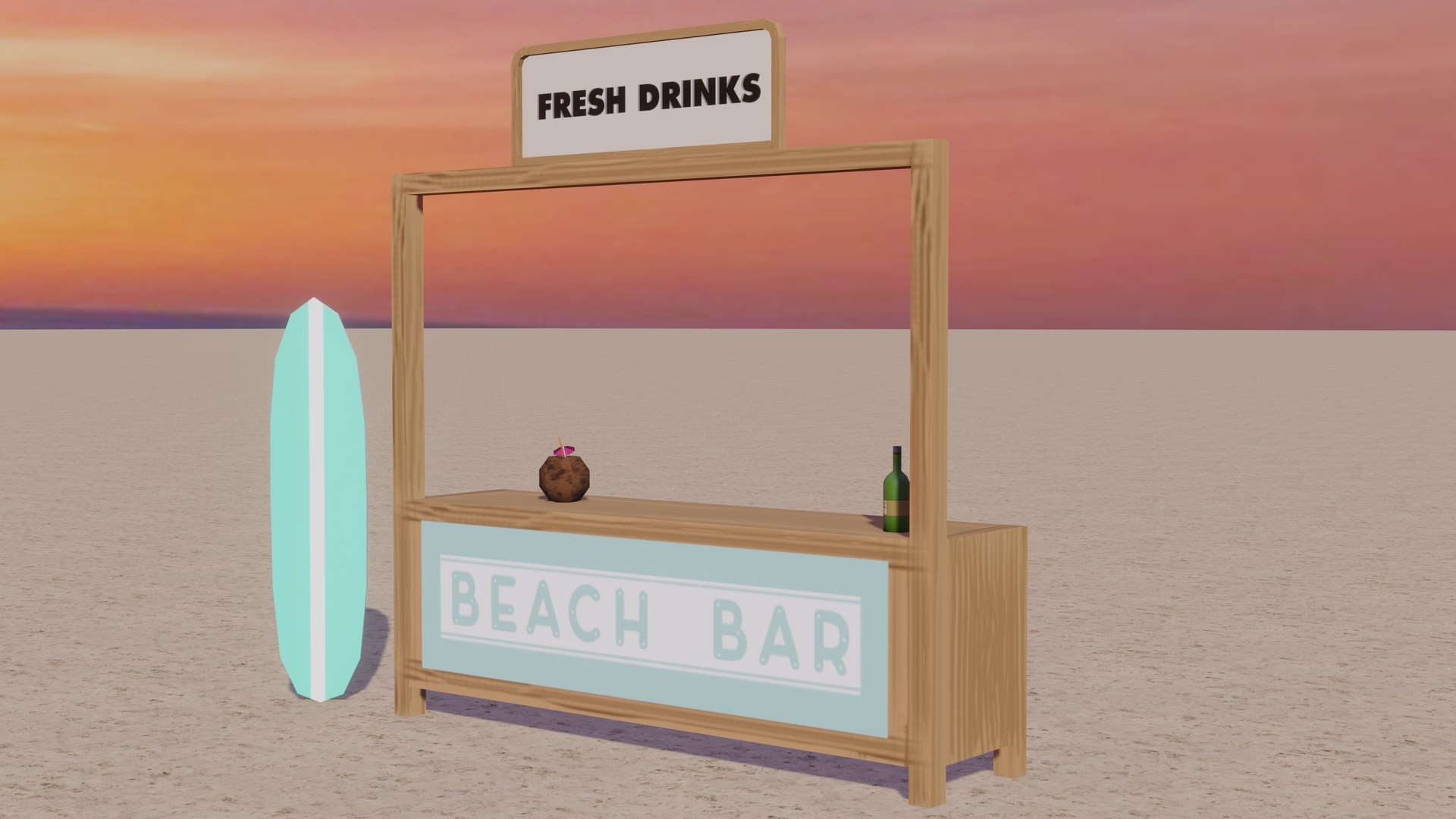 3D Low Poly Beach Set Game Ready Low-poly 3D Model Model - TurboSquid ...
