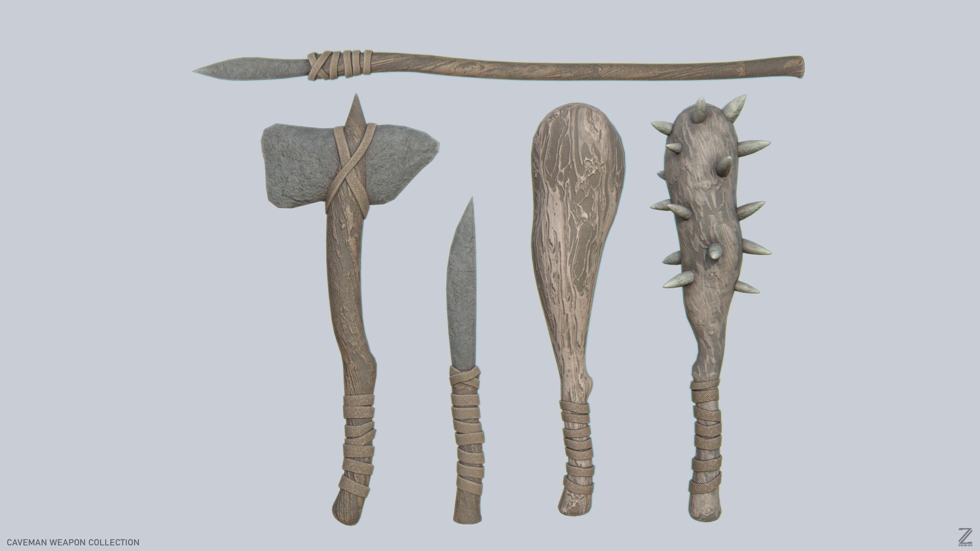 Caveman Weapon Collection 3D Model - TurboSquid 2241646