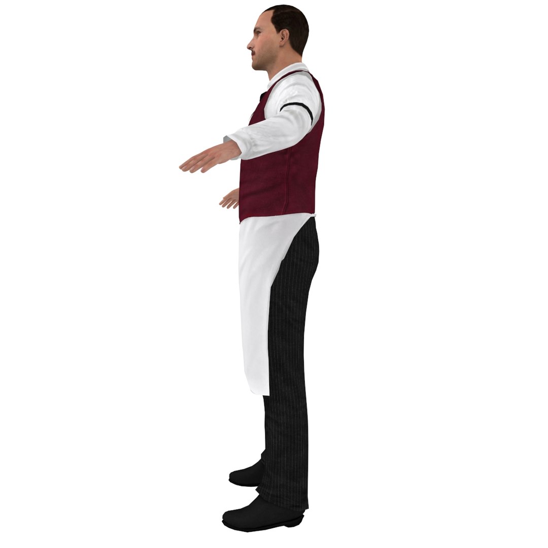 3d Rigged Wild West Bartender Model