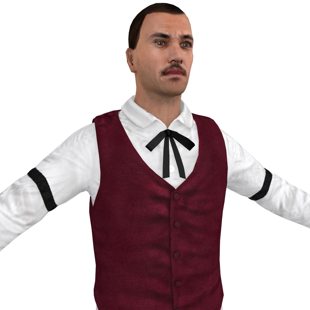 3d Rigged Wild West Bartender Model