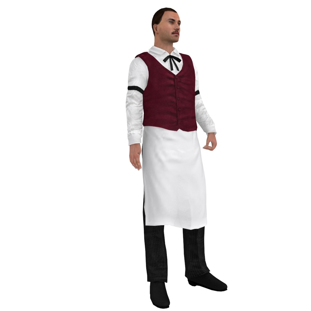 3d Rigged Wild West Bartender Model