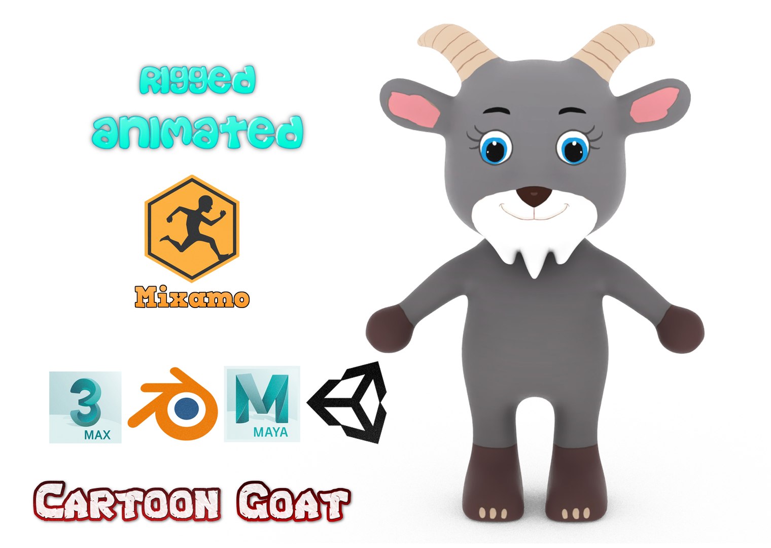 3D Cartoon Goat Animated - TurboSquid 2013747