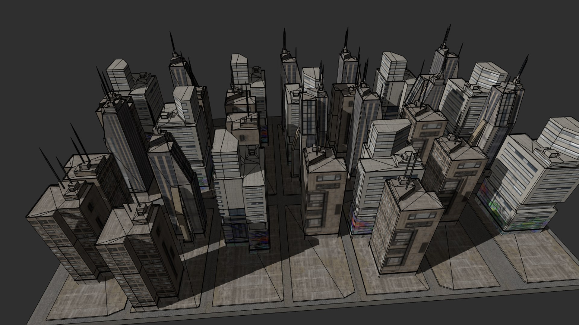 City Skyscrapers 3d Model
